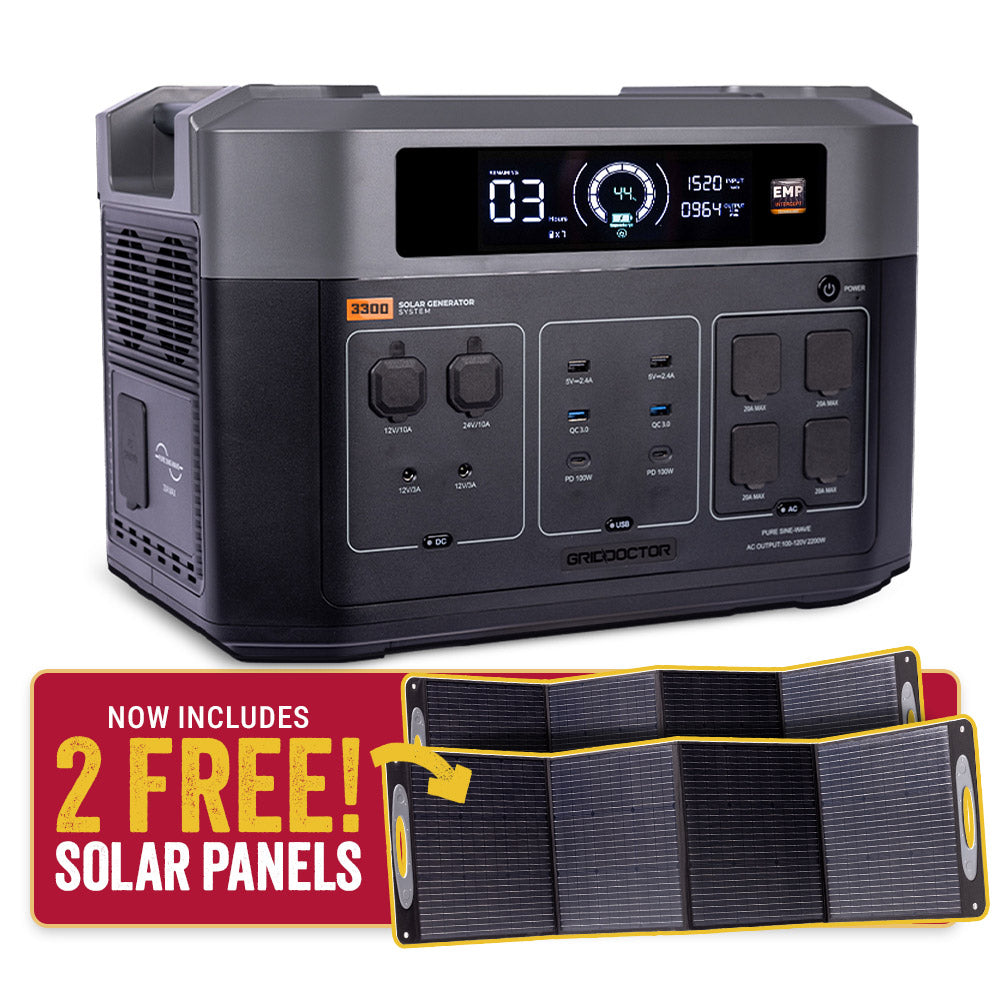 3300 Solar Generator System w/ EMP Intercept Technology + 2 FREE Water ...
