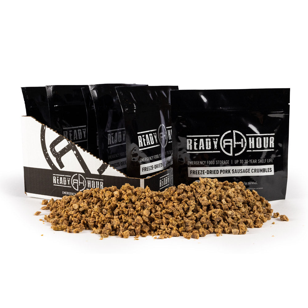 Freeze-Dried Pork Sausage Crumbles | Ready Hour Bulk Survival Food Can ...