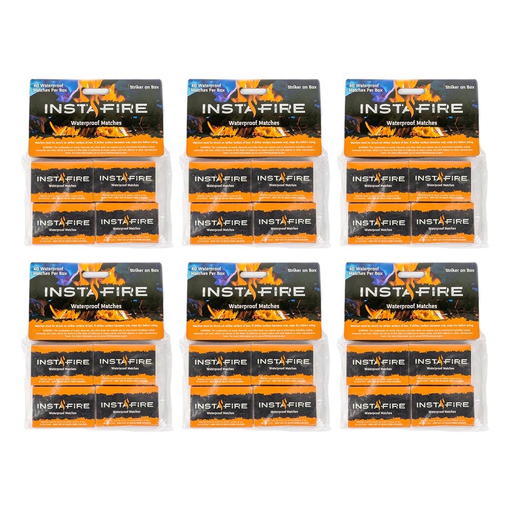 Waterproof Matches by InstaFire (six 4-packs, total of 24 matchboxes ...